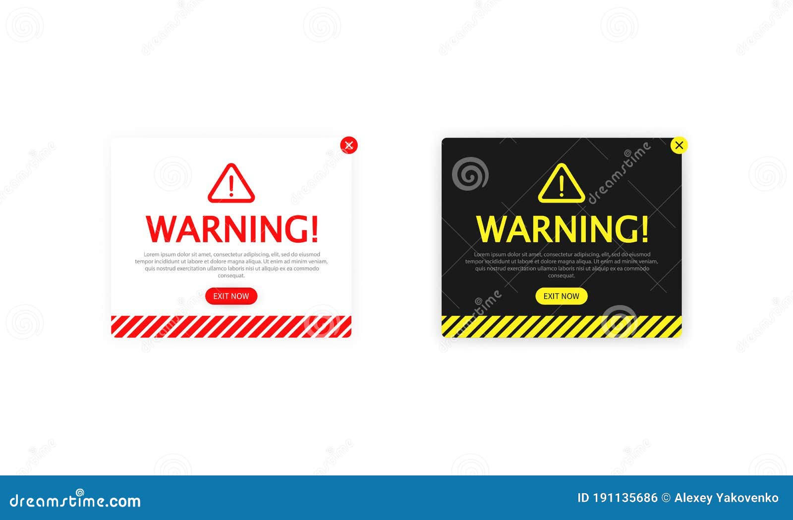 Warning Pop Up with Flat Design. Exclamation Symbol. Web Page for ...