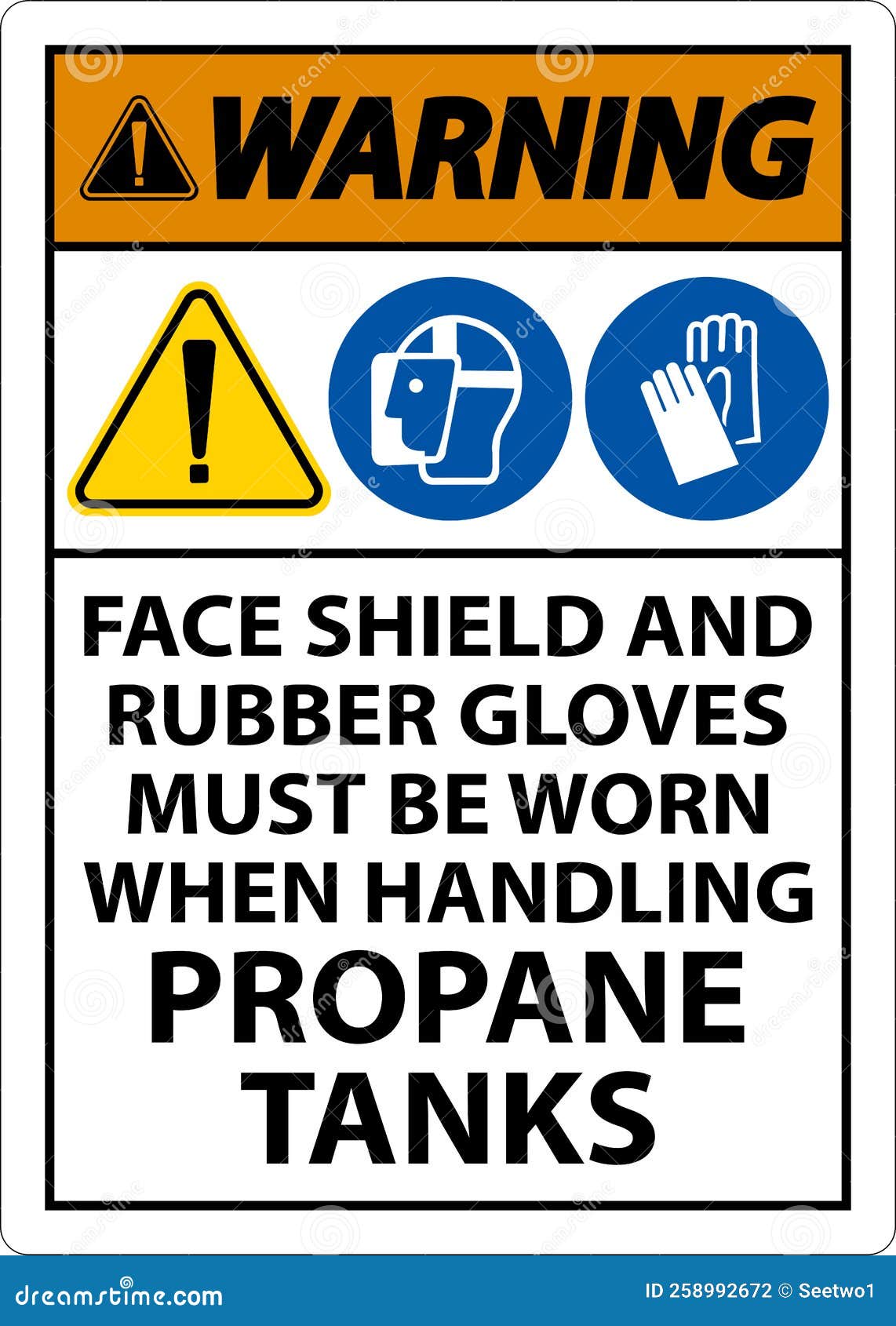 Warning PPE Required when Handling Propane Tanks Sign Stock Vector ...