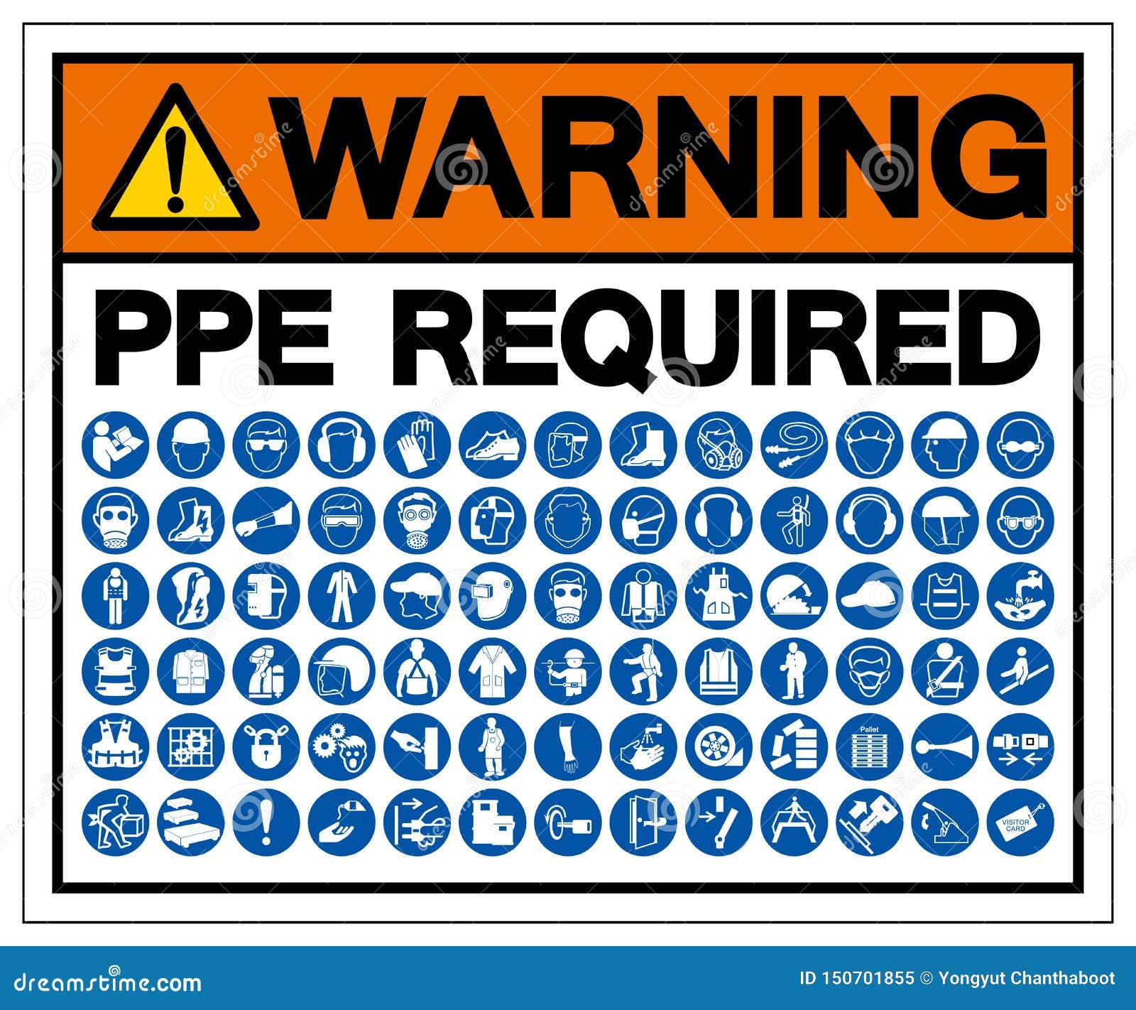 Warning PPE Required Symbol Sign, Vector Illustration, Isolate on White ... Warning PPE Required Symbol Sign, Vector Illustration, Isolate on White ...