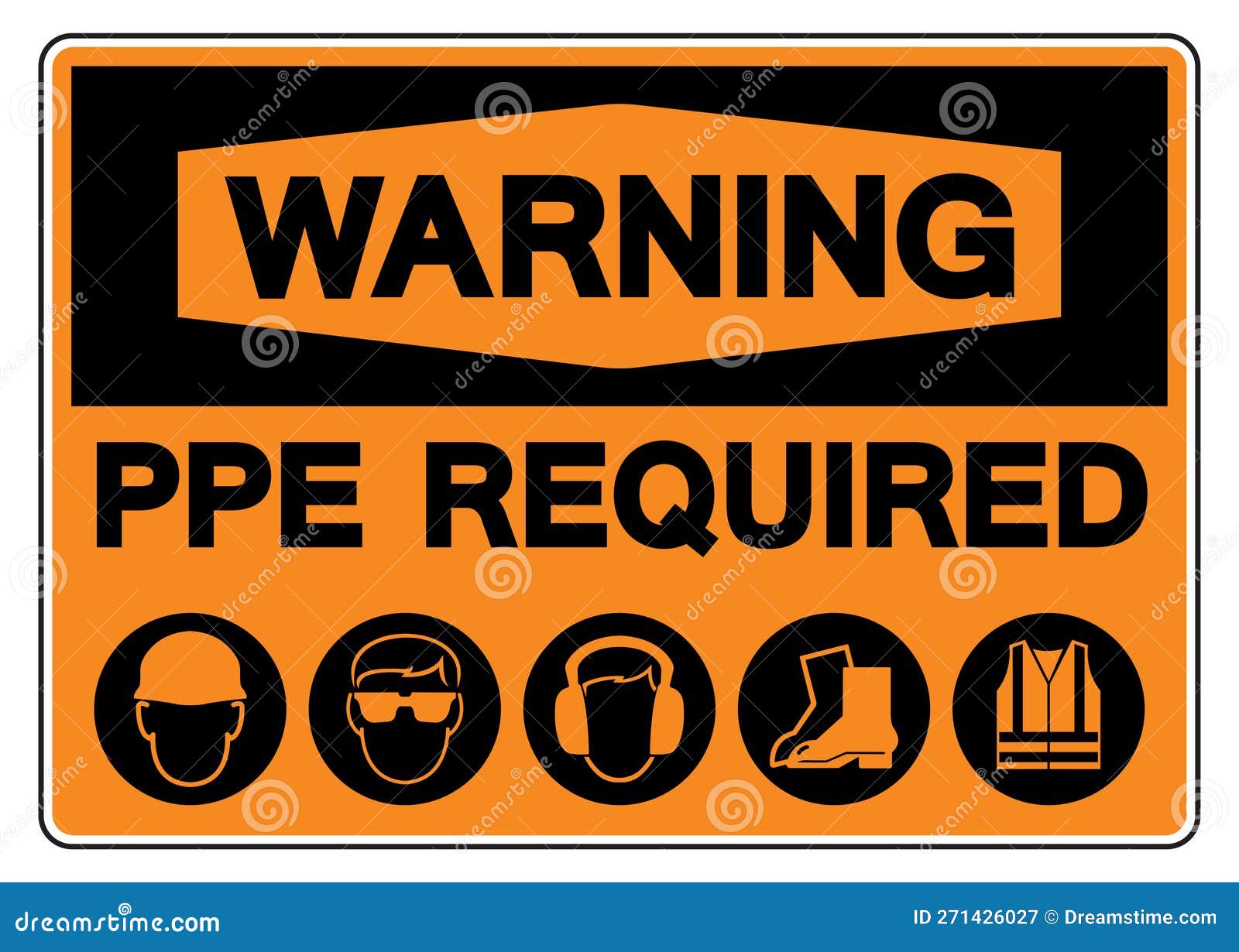 Warning PPE. Required Symbol Sign,Vector Illustration, Isolated on ...