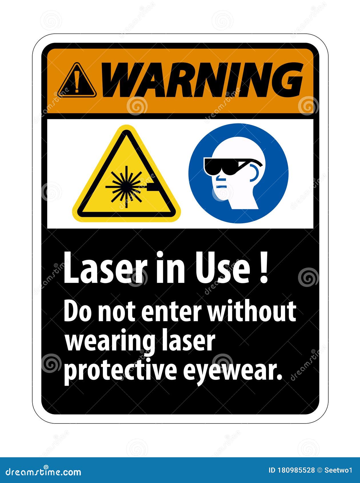 Warning Warning PPE Safety Label,Laser in Use Do Not Enter without ...