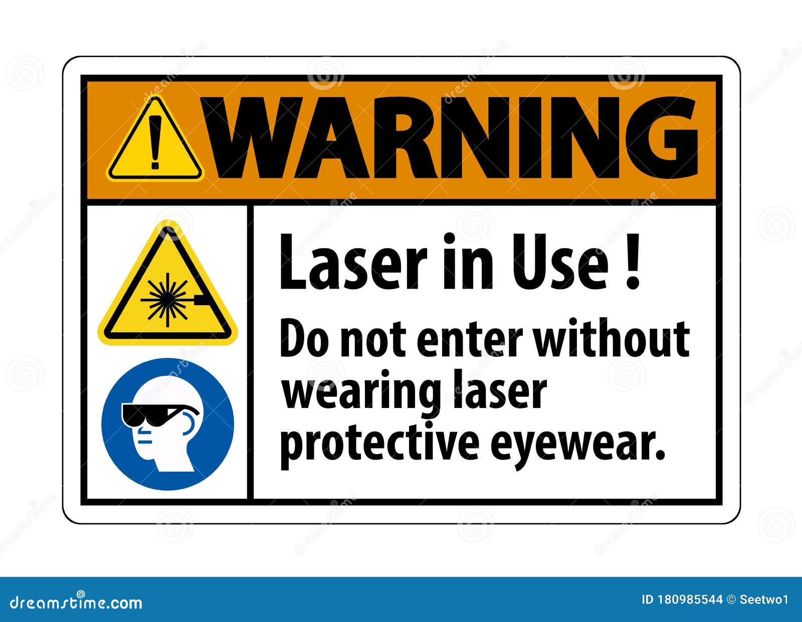 Warning Warning PPE Safety Label,Laser in Use Do Not Enter without ...