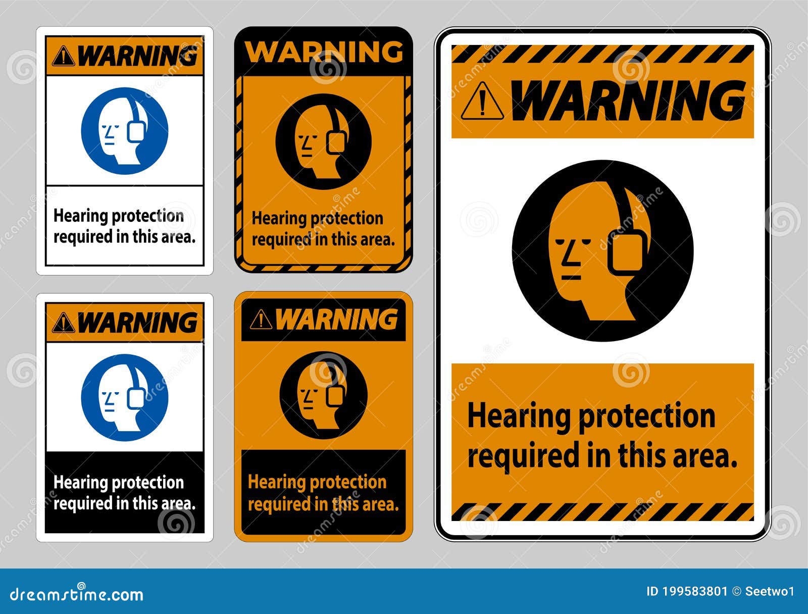 Warning PPE Sign Hearing Protection Required in this Area with Symbol ...