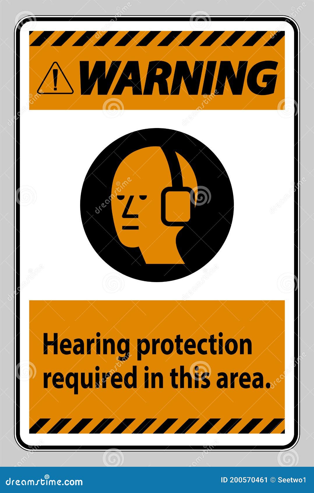 Warning PPE Sign Hearing Protection Required in this Area with Symbol ...