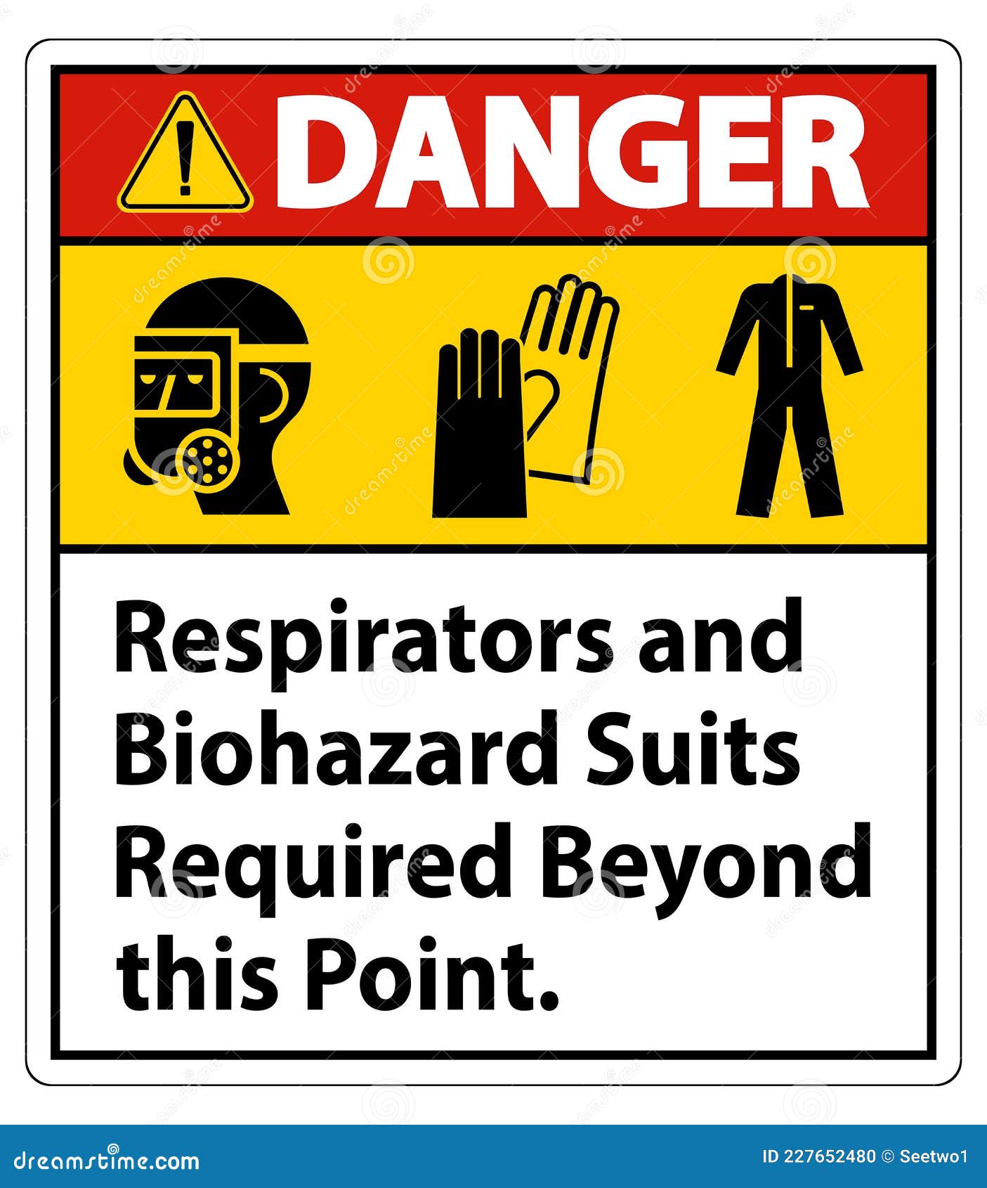 Warning PPE Sign Respirators and Biohazard Suits Required Beyond this ...