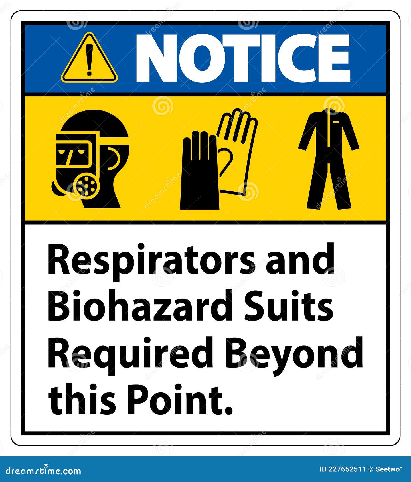 Warning PPE Sign Respirators and Biohazard Suits Required Beyond this ...