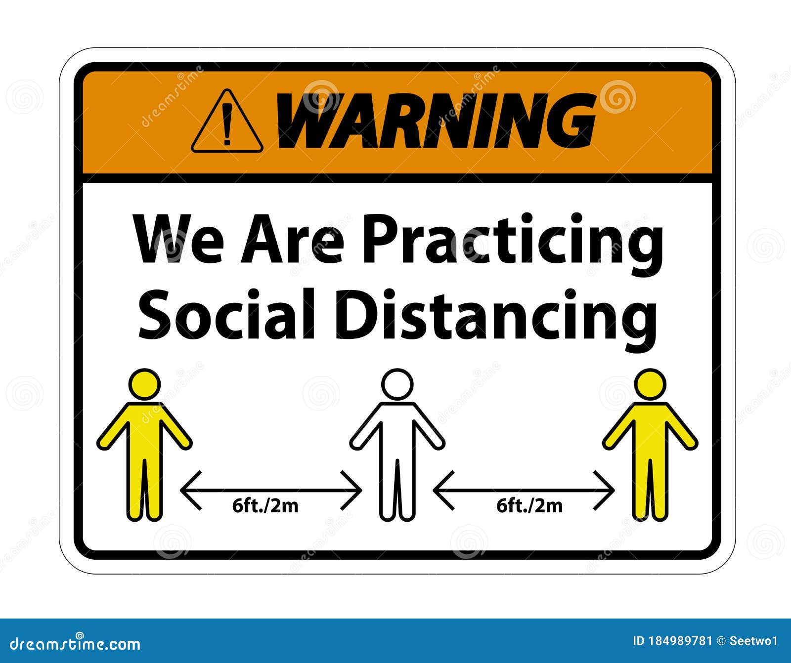 Warning we are Practicing Social Distancing Sign Isolate on White Background,Vector Illustration ...