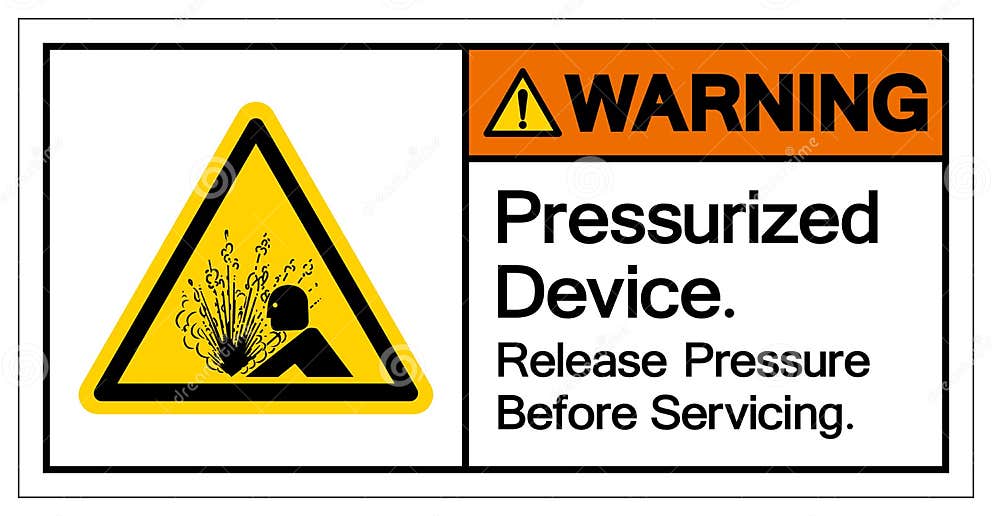 Warning Pressurized Device Release Pressure before Servicing Symbol ...