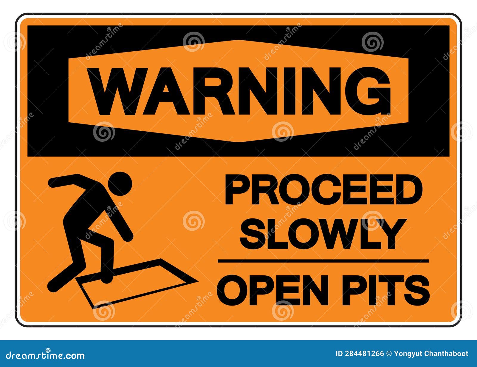 Warning Proceed Slowly Open Pits Symbol Sign, Vector Illustration ...