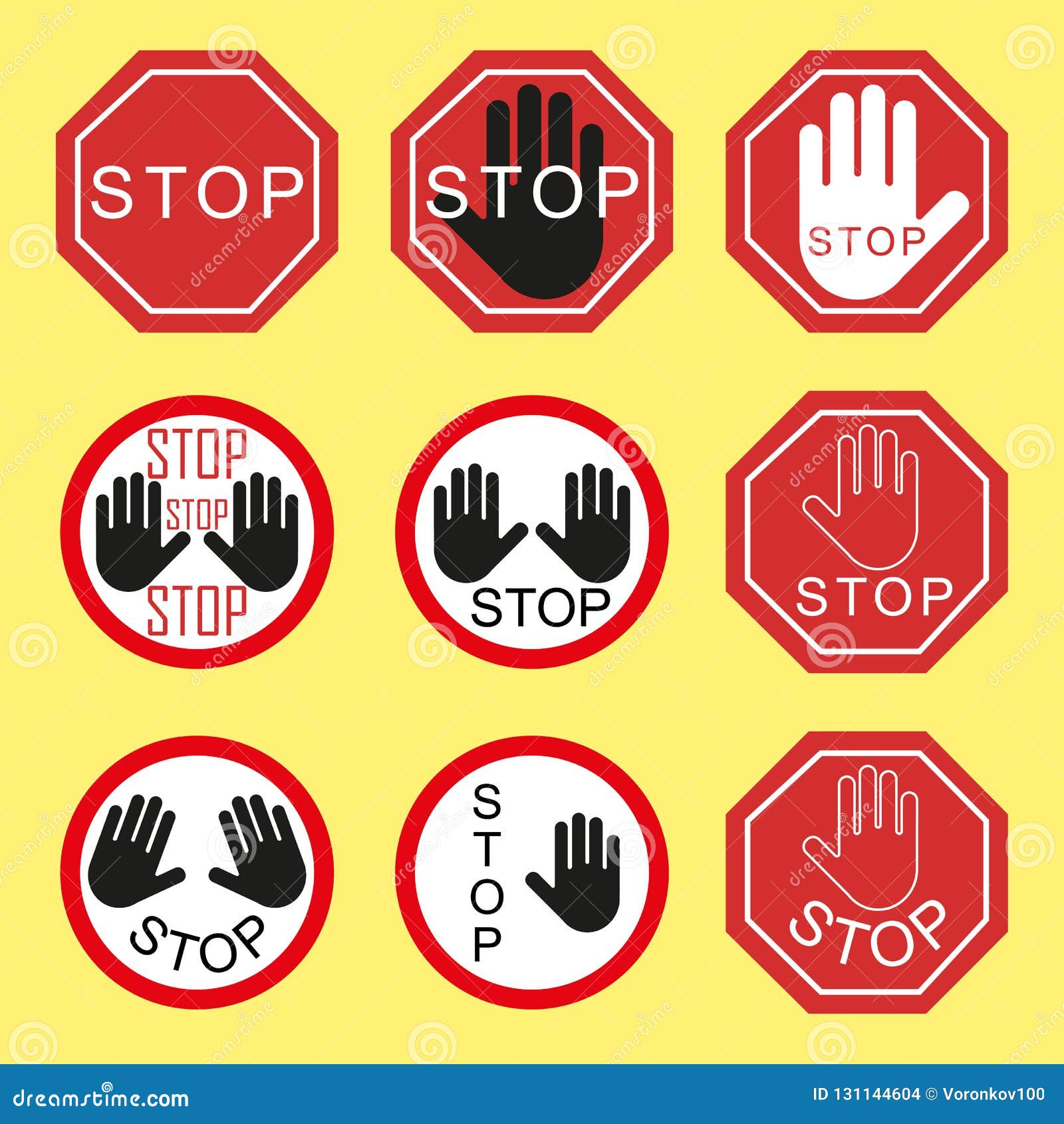 Warning and Prohibiting Traffic Signs. Traffic Stop, Danger, Warning ...