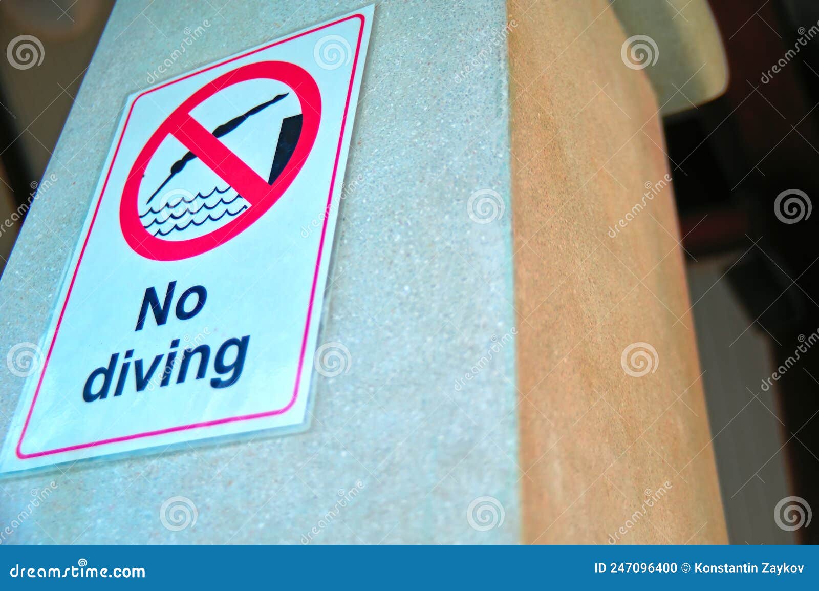 Warning Prohibitory Sign - Diving is Prohibited. Stock Photo - Image of ...