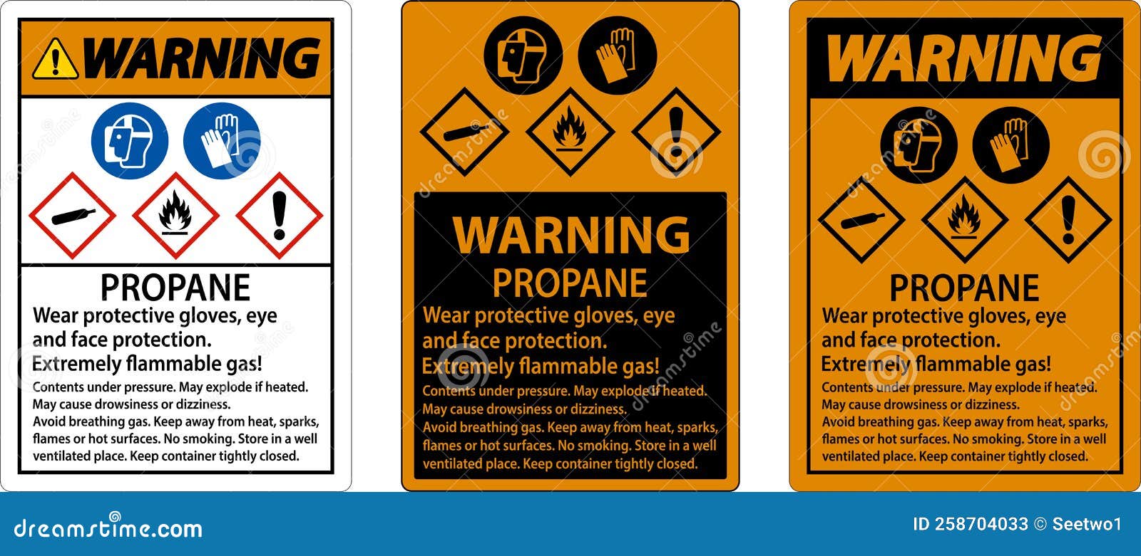Warning Propane Flammable Gas PPE GHS Sign Stock Vector - Illustration ...