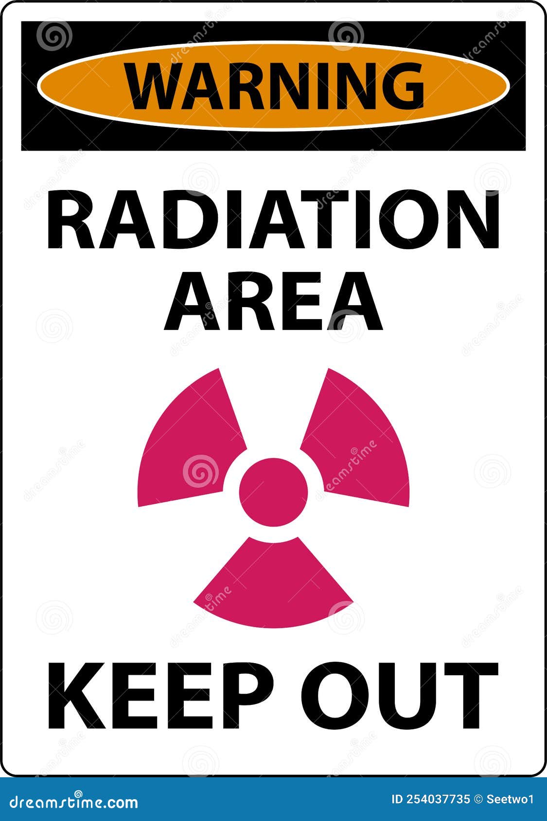 Warning Radiation Area Keep Out Sign on White Background Stock Vector ...