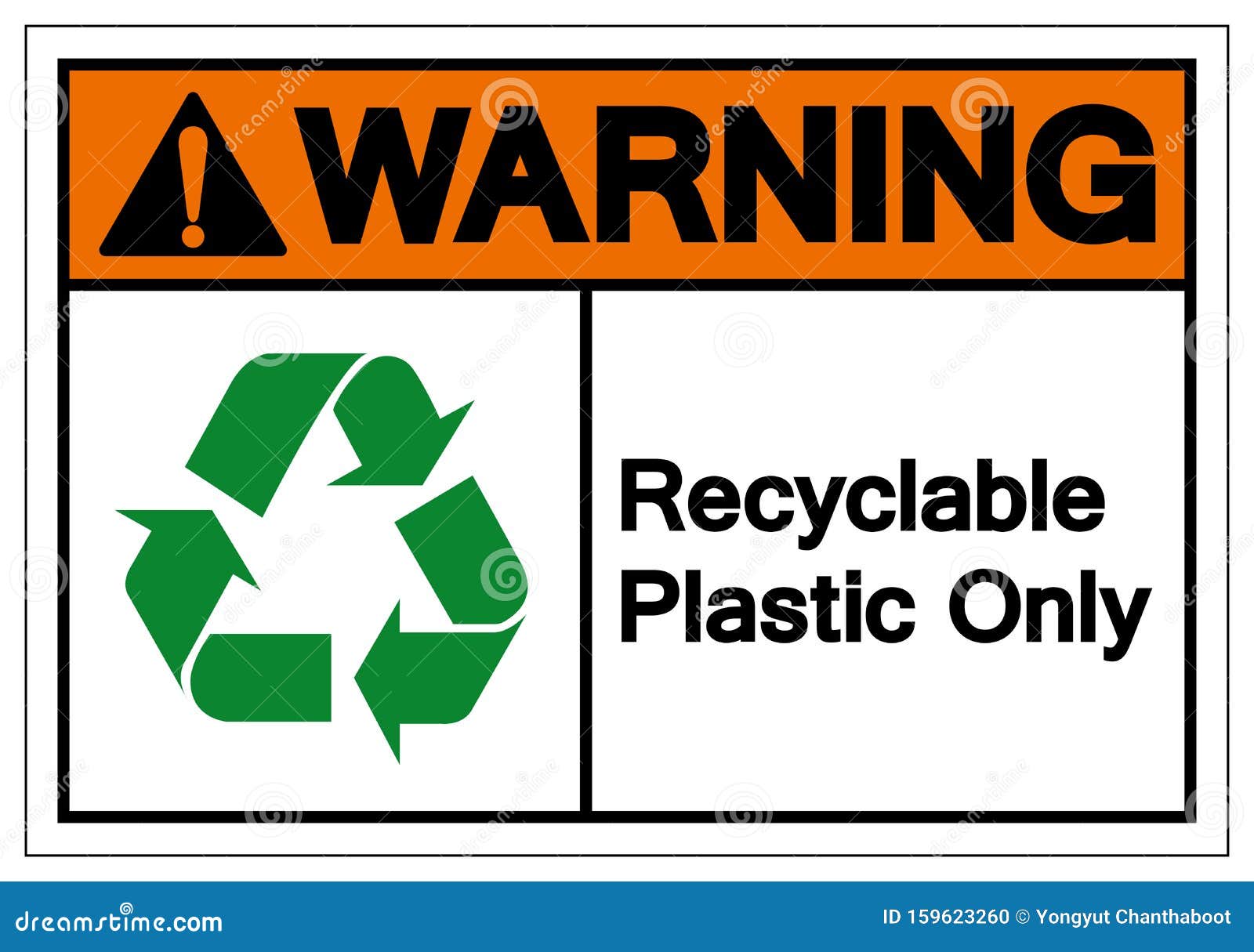 Warning Recyclable Plastic only Symbol Sign, Vector Illustration ...