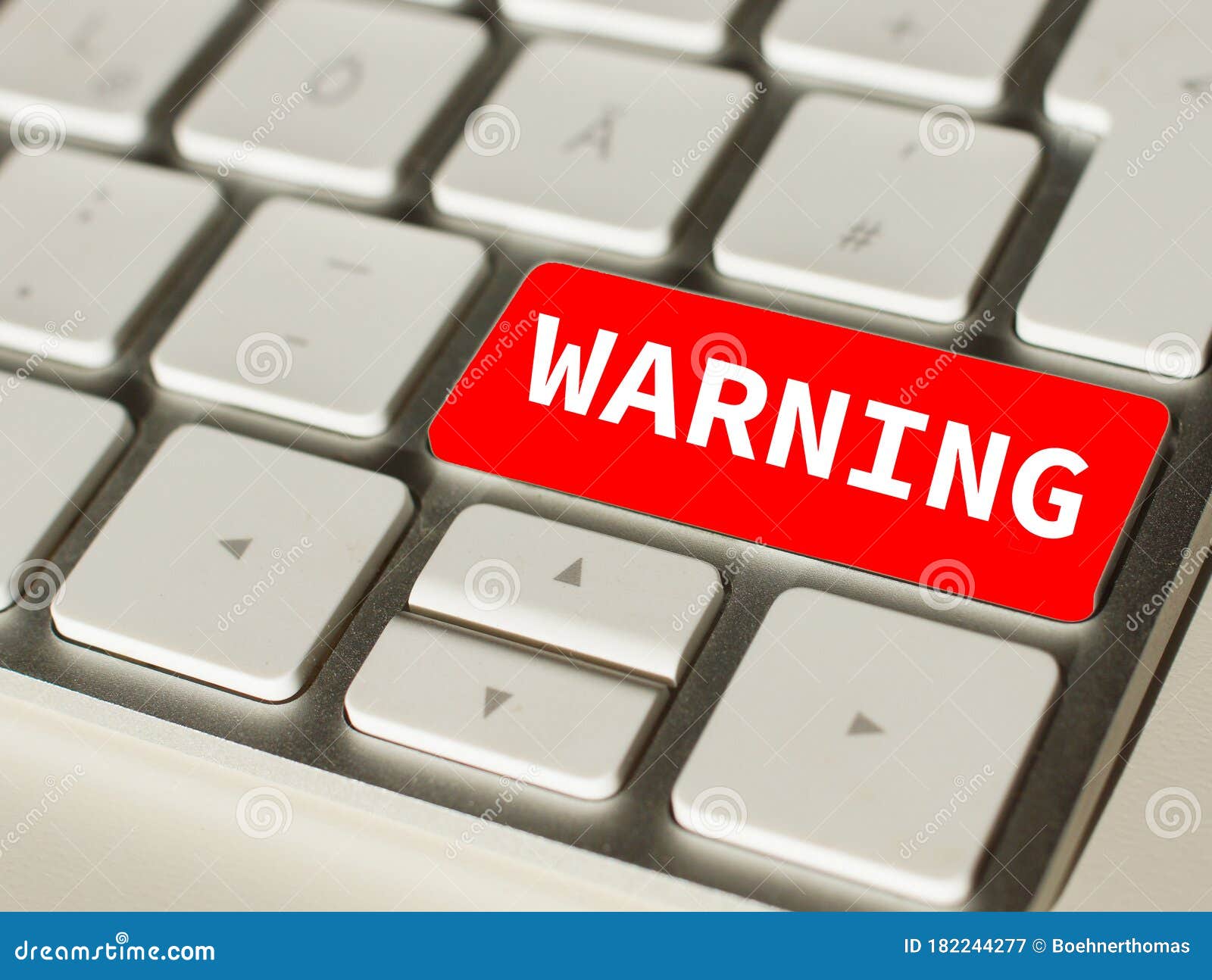 Warning on Red Button of a Keyboard Stock Image - Image of detection ...