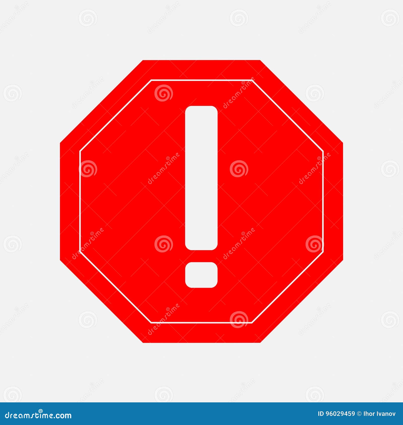 Warning Red octagonal sign stock illustration. Illustration of sign ...