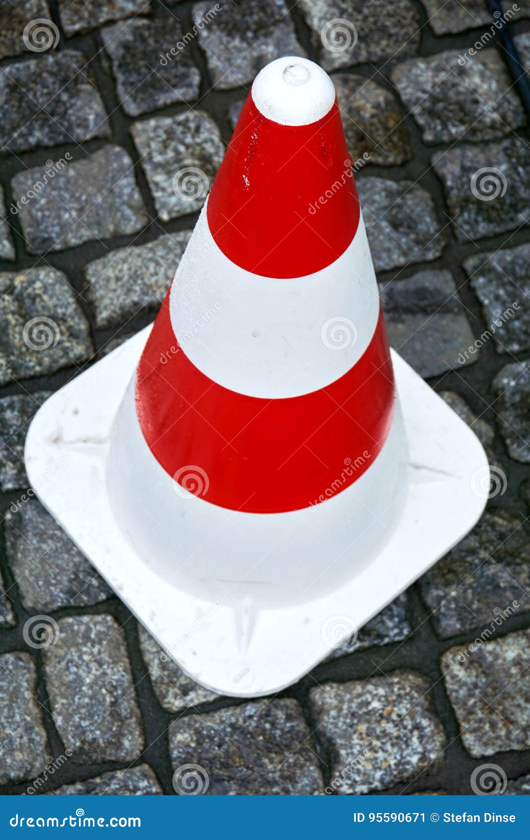 Warning Red Striped Construction Cone Stock Image - Image of focus ...