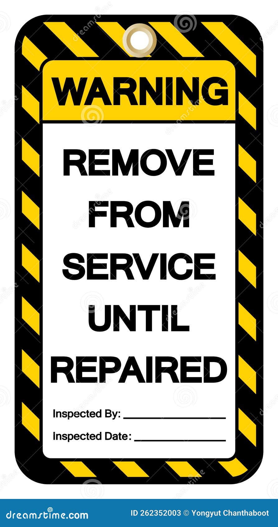 Warning Remove From Service Until Repaired Tag Symbol Sign,Vector ...