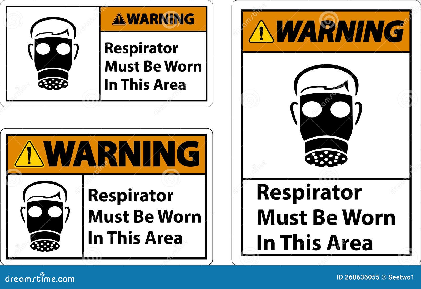 Warning Respirators Must Be Worn in this Area Signs Stock Vector ...