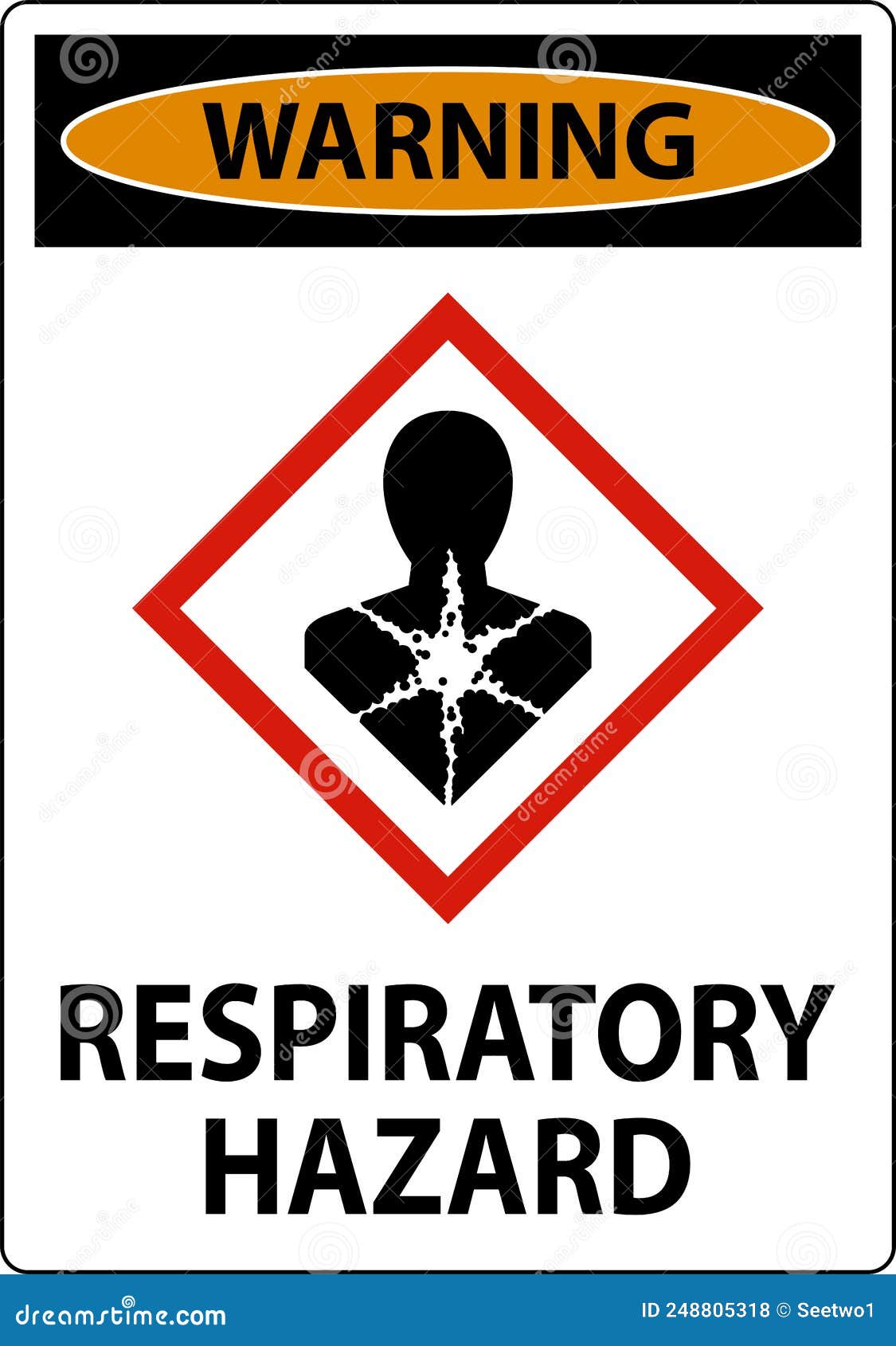 Warning Respiratory Hazard GHS Sign on White Background Stock Vector ...