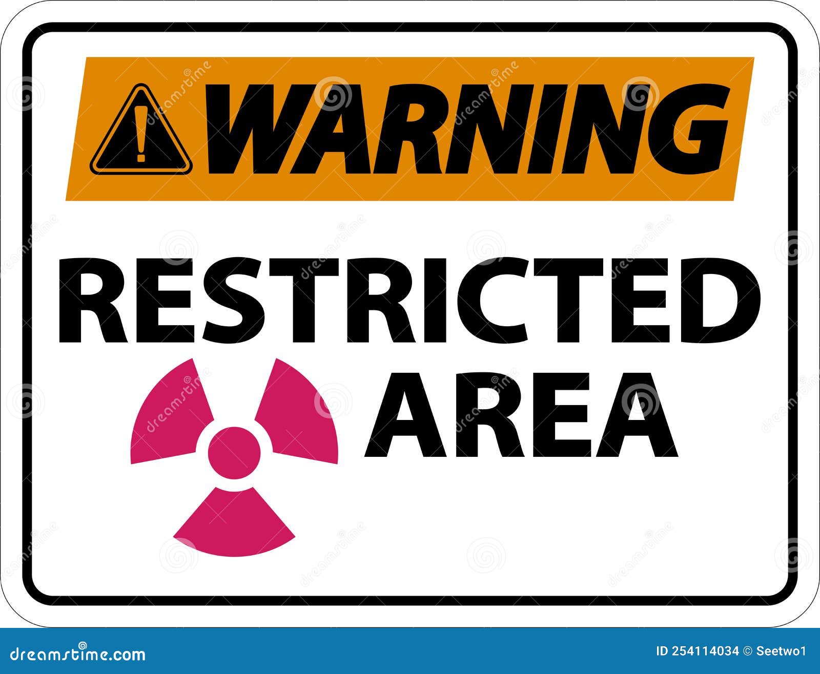Warning Restricted Area Sign on White Background Stock Vector ...