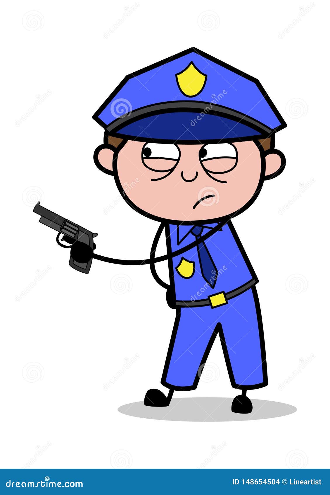 Warning - Retro Cop Policeman Vector Illustration Stock Illustration ...