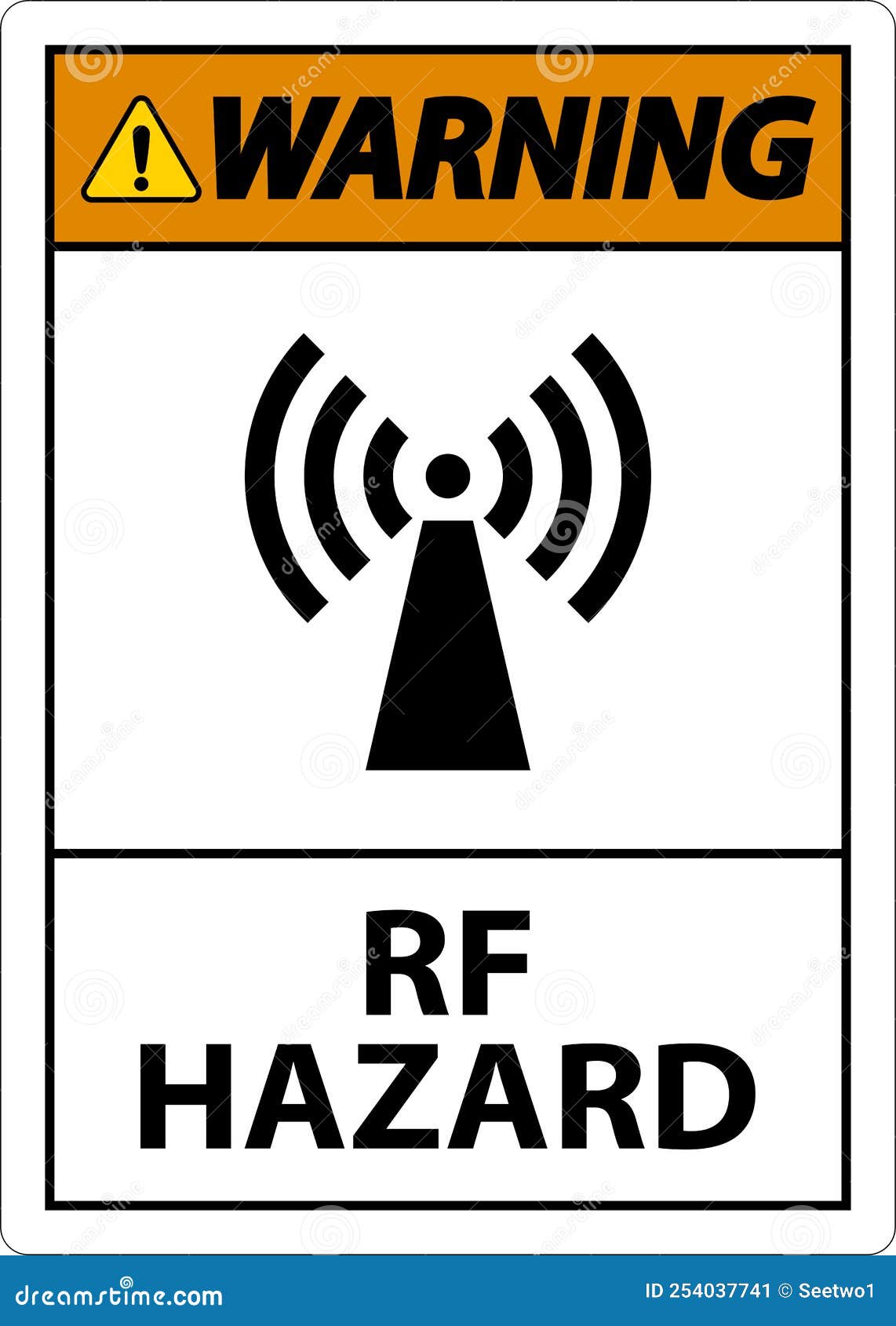 Warning RF Hazard Sign on White Background Stock Vector - Illustration ...