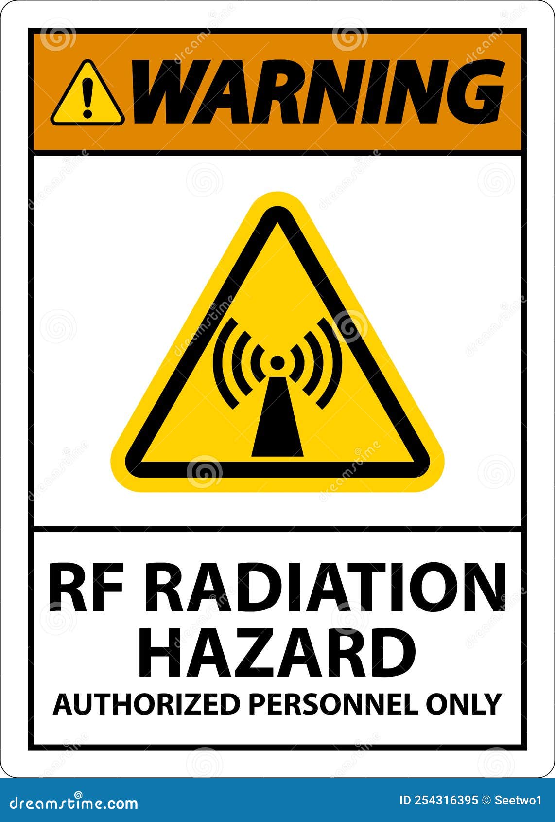 Warning RF Radiation Hazard Authorized only Sign on White Background ...