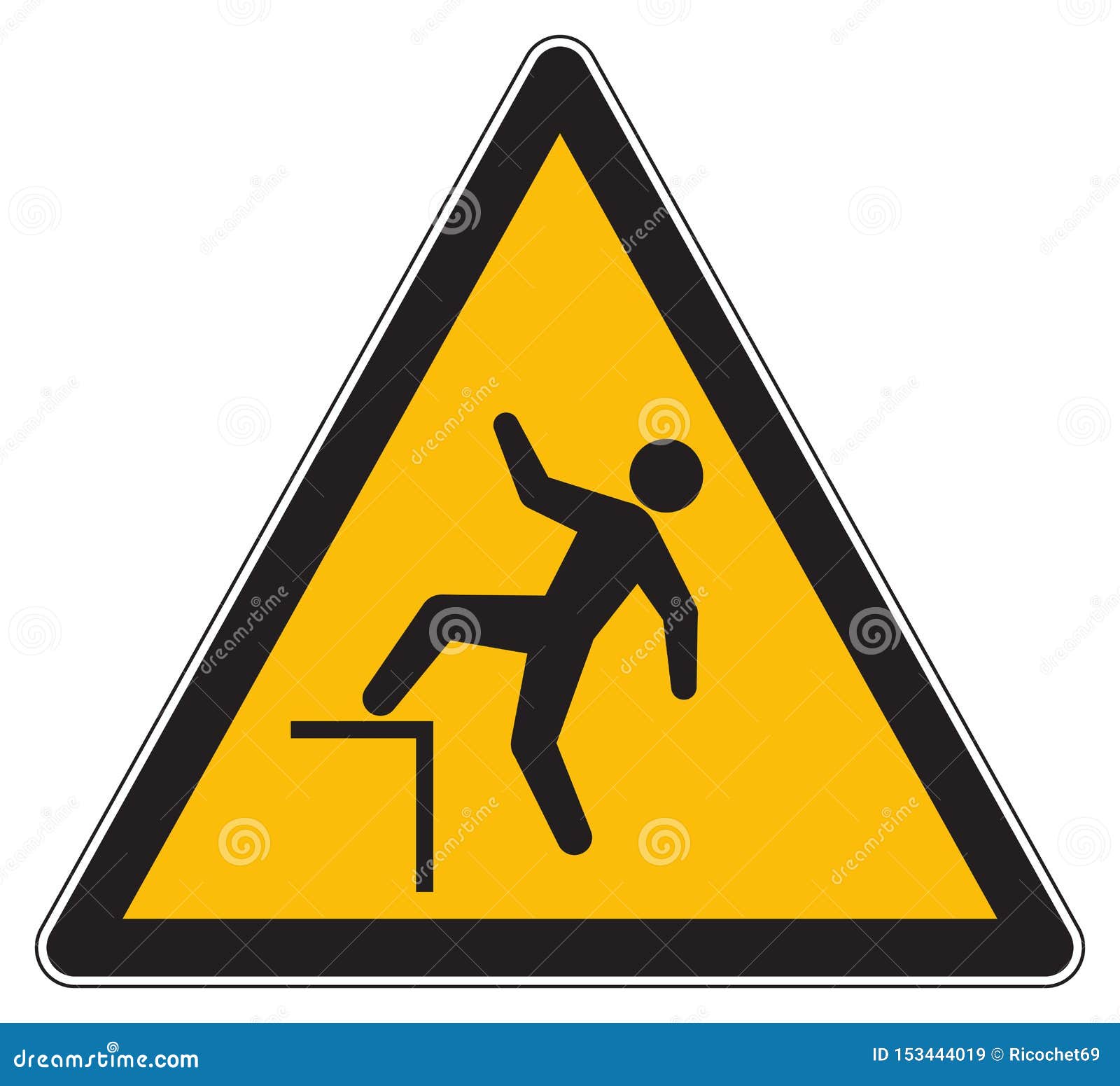Warning Risk of Falling Yellow Sign Stock Illustration - Illustration ...