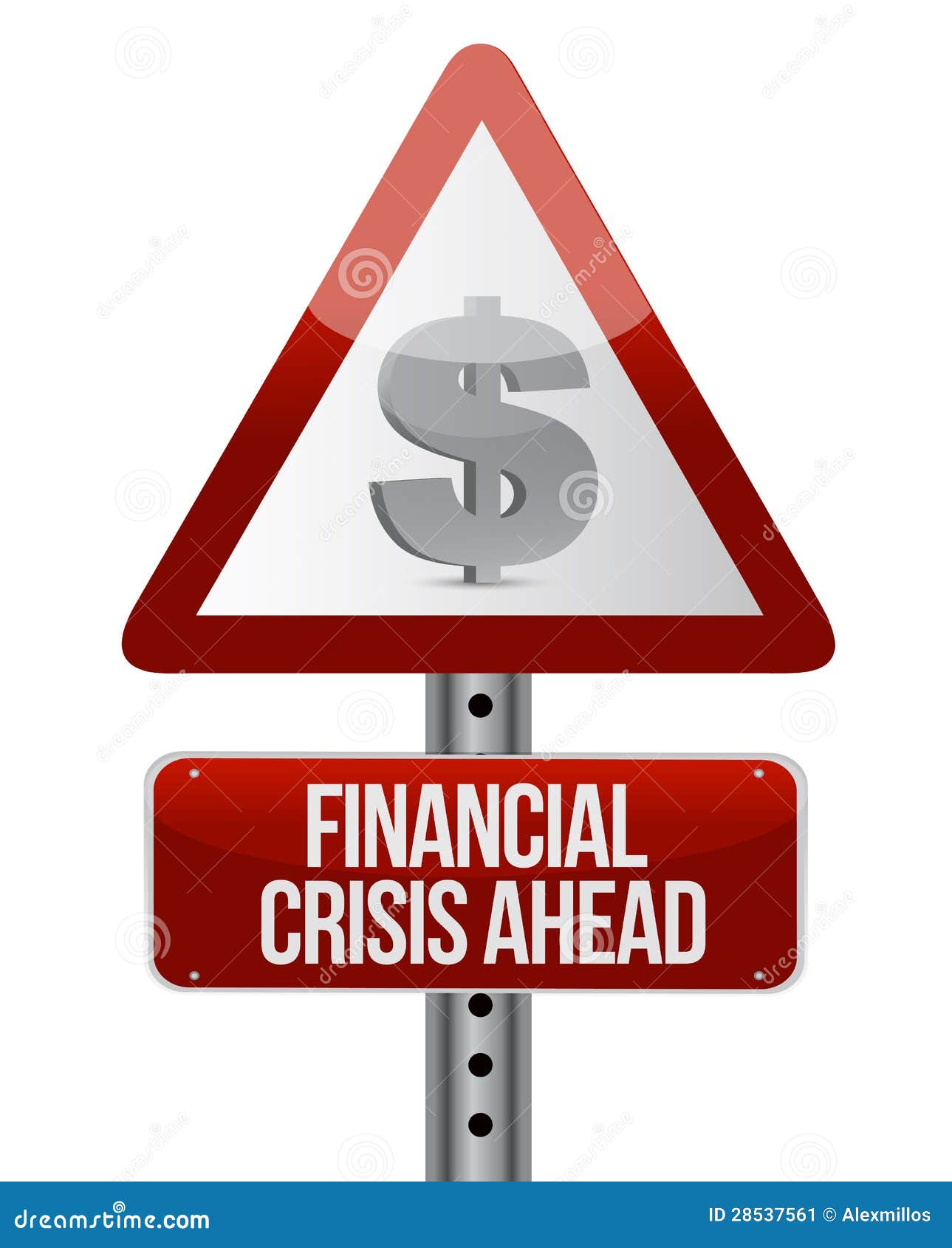 Warning Road Sign with a Financial Crisis Concept Stock Illustration ...