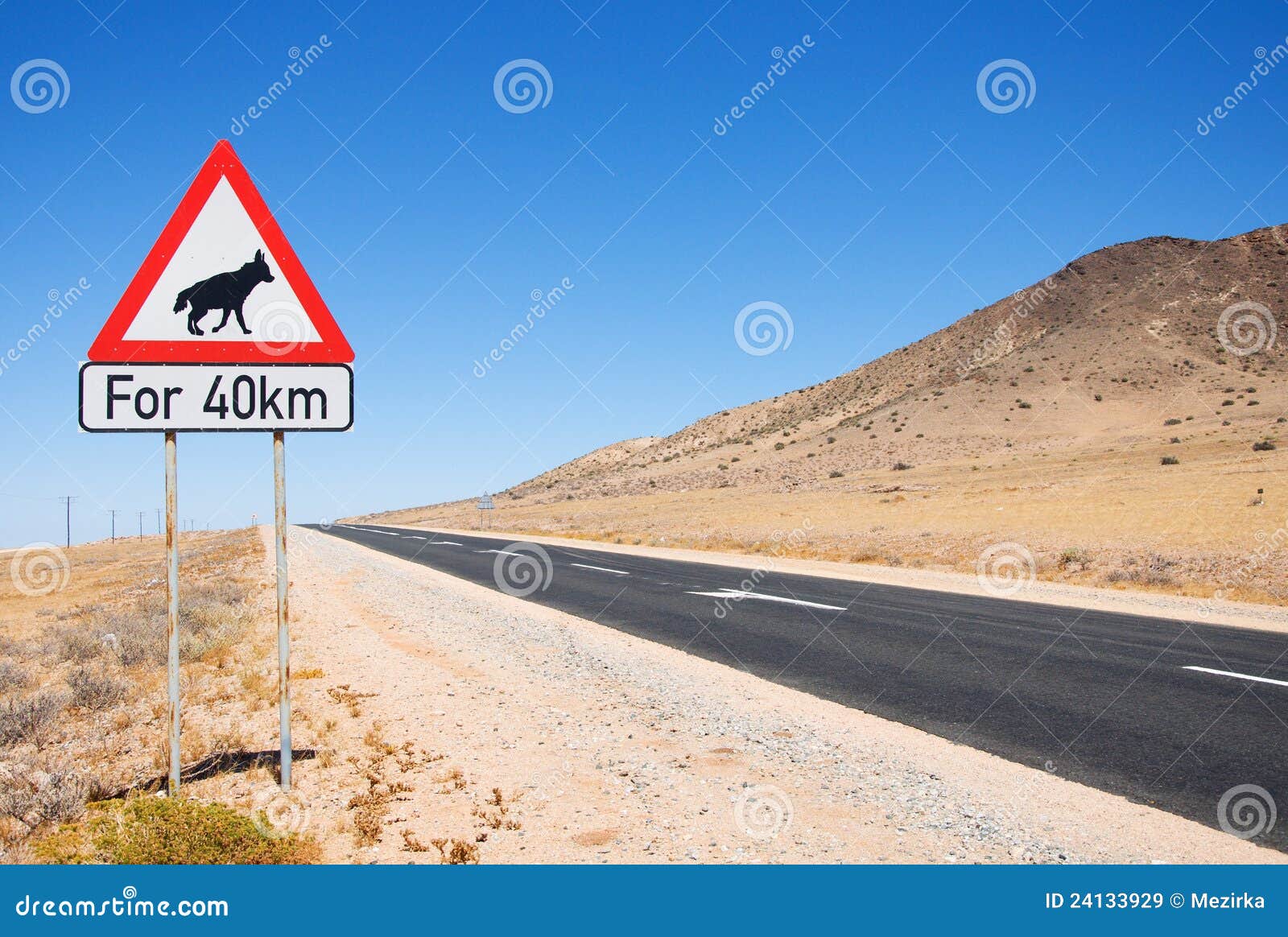 Warning of Road Sign - Hyenas on the Road Stock Image - Image of danger ...