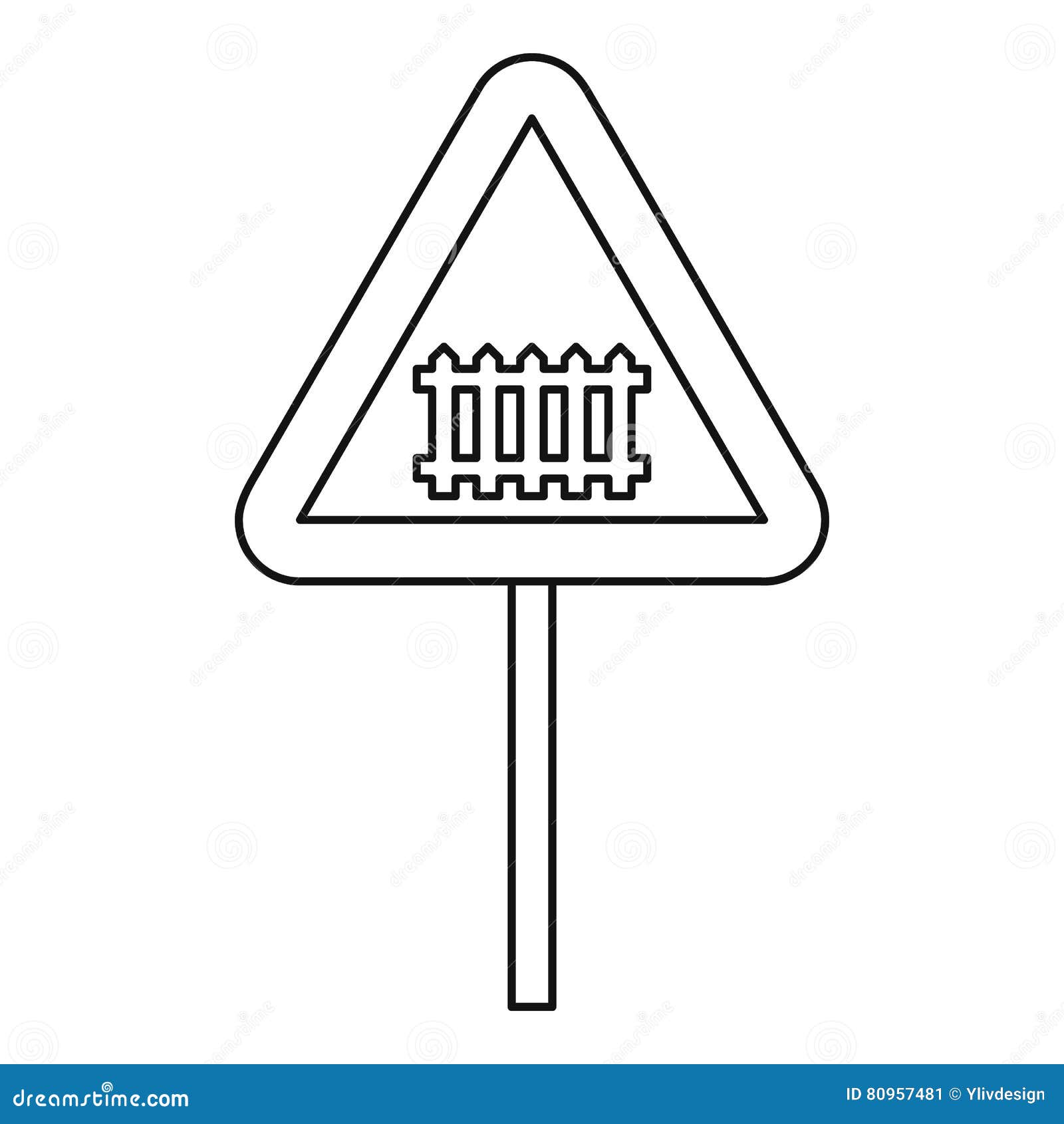 Warning Road Sign Icon, Outline Style Stock Vector - Illustration of ...