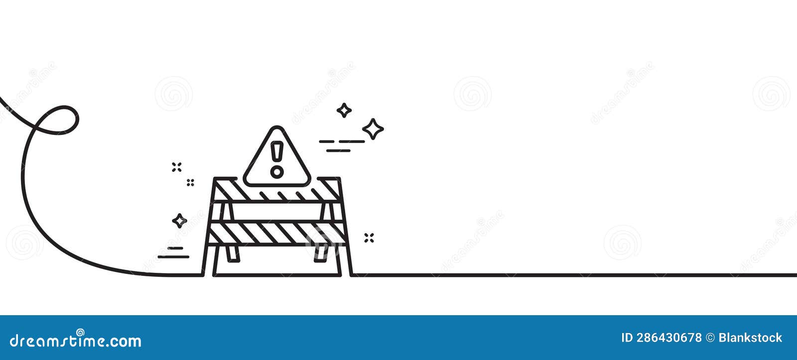 Warning Road Sign Line Icon. Attention Triangle Sign. Continuous Line ...