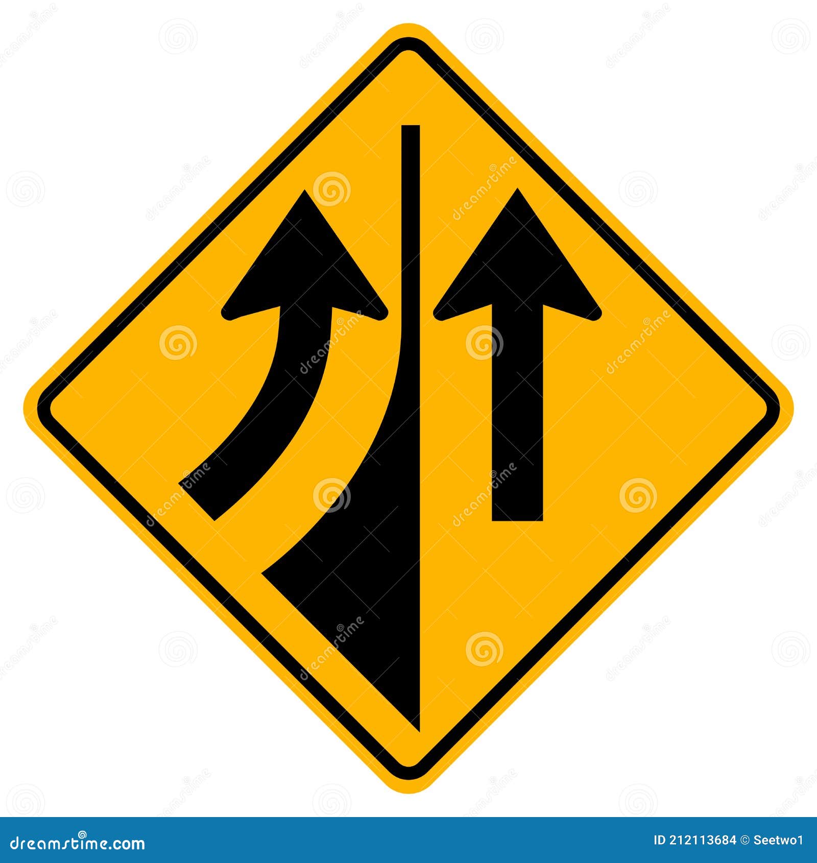 Warning Road Sign Merging from the Left Stock Vector - Illustration of ...