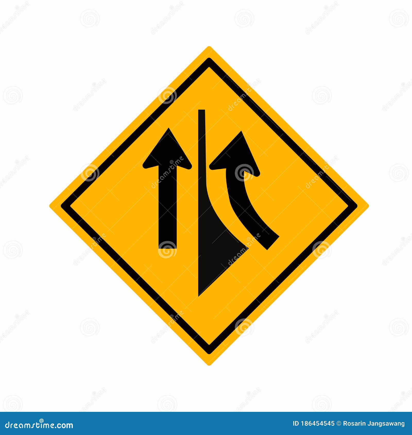 Warning Road Sign Merging from the Right,Vector Illustration, Isolate ...