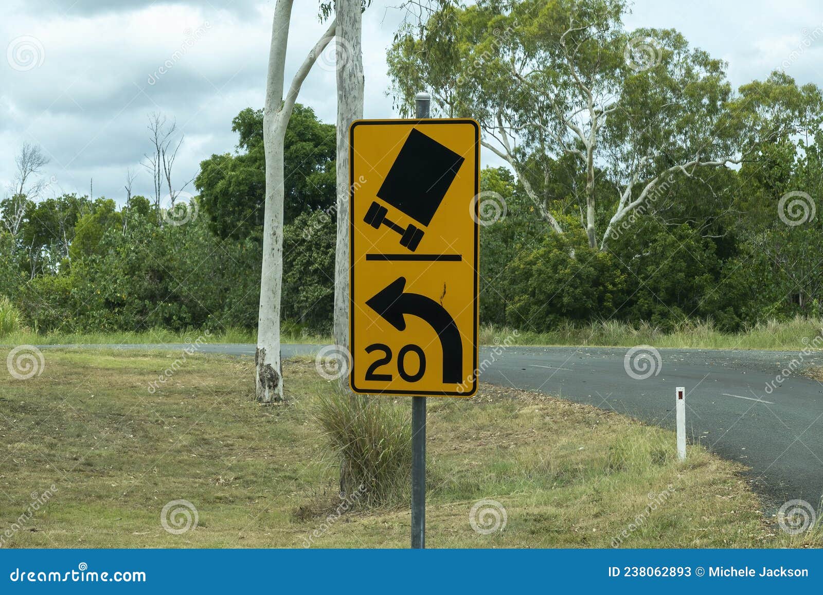 Sharp Bend Warning Road Signage Stock Image - Image of nature, notice ...