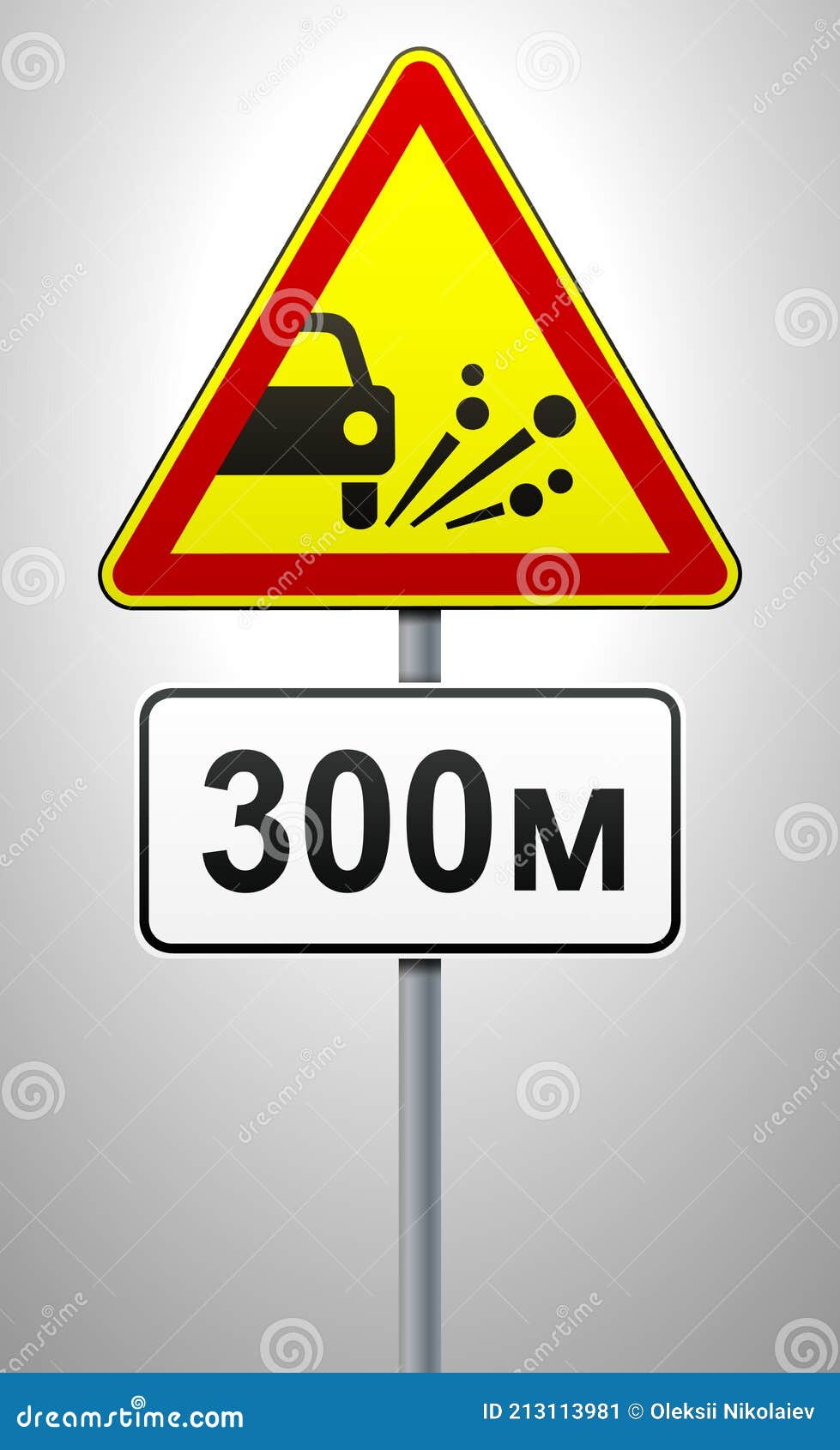 Warning Road Sign Throwing Stone Materials Together with Plate ...