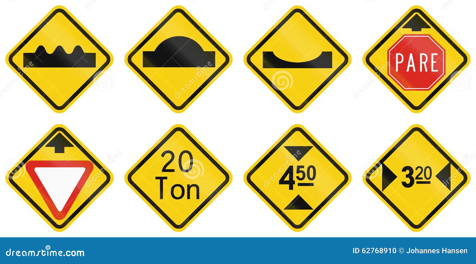 Warning Road Signs in Colombia Stock Illustration - Illustration of ...