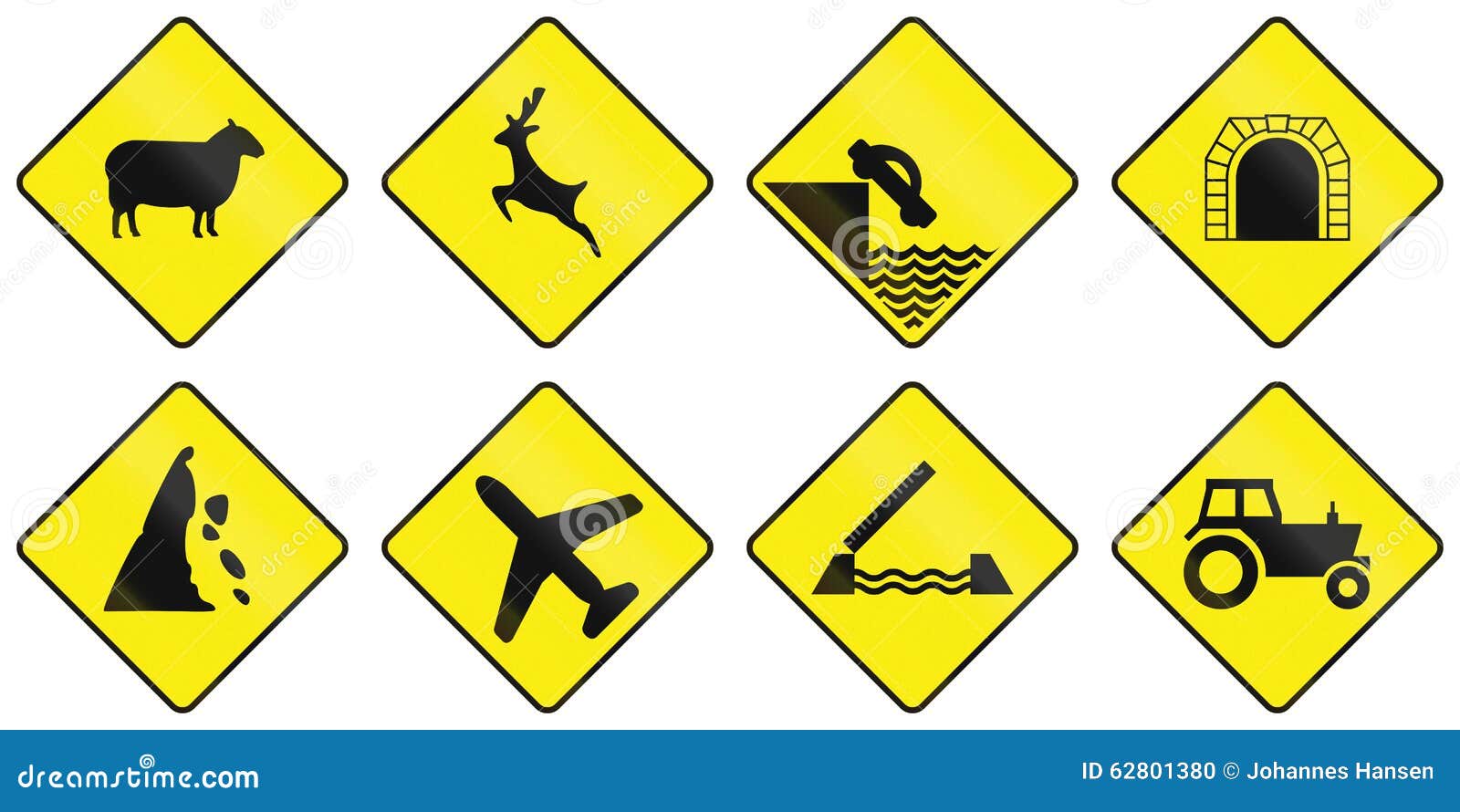 Warning Road Signs in Ireland Stock Illustration - Illustration of ...