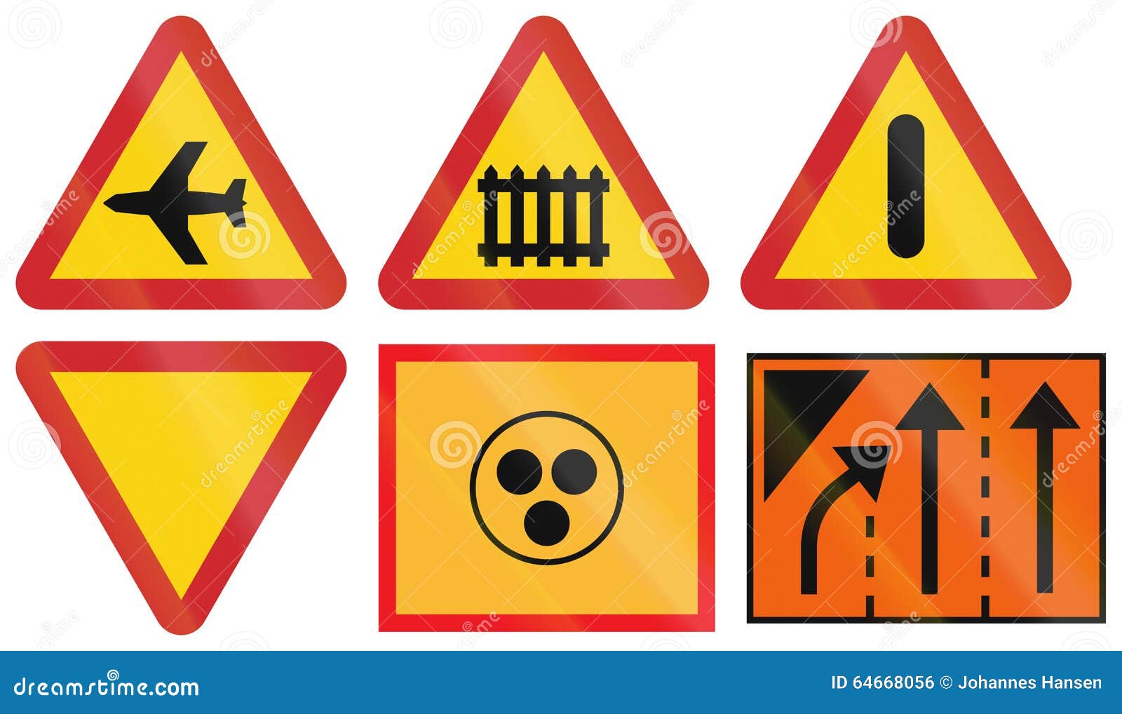 Warning Road Signs Used in Sweden Stock Illustration - Illustration of ...