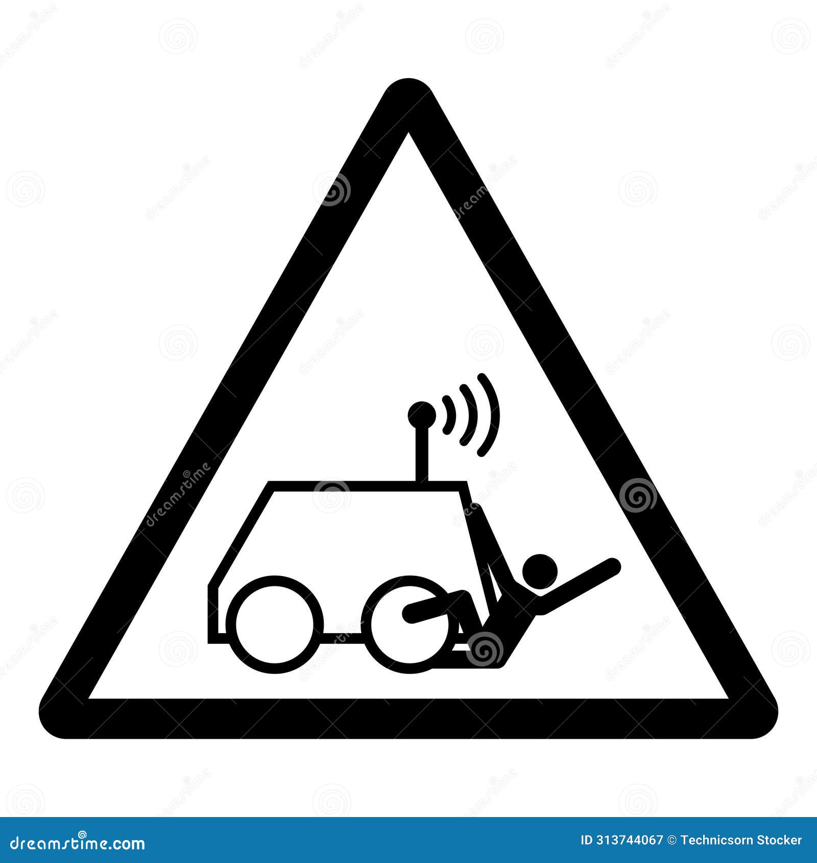 Warning Run Over by Remote Operator Controlled Symbol Sign,Vector ...