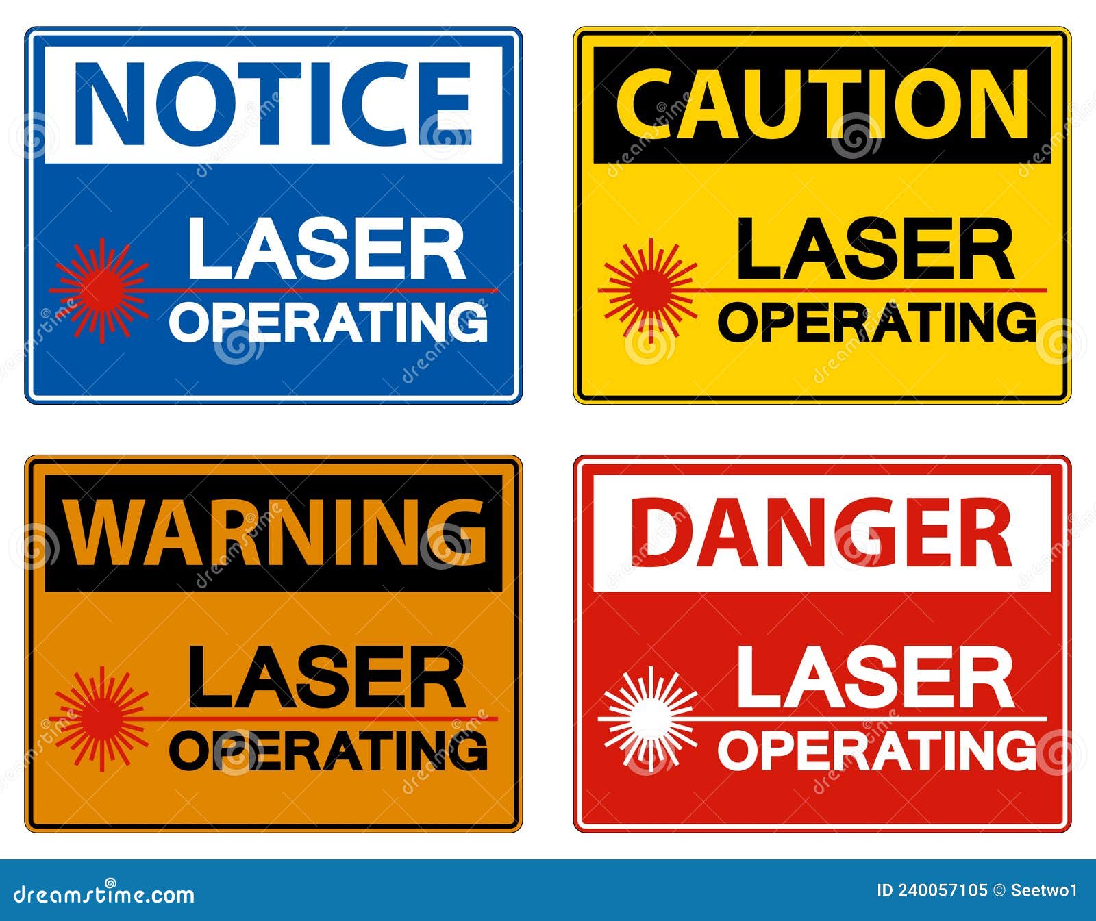 Warning Safety Sign Laser Operating on White Background Stock Vector ...