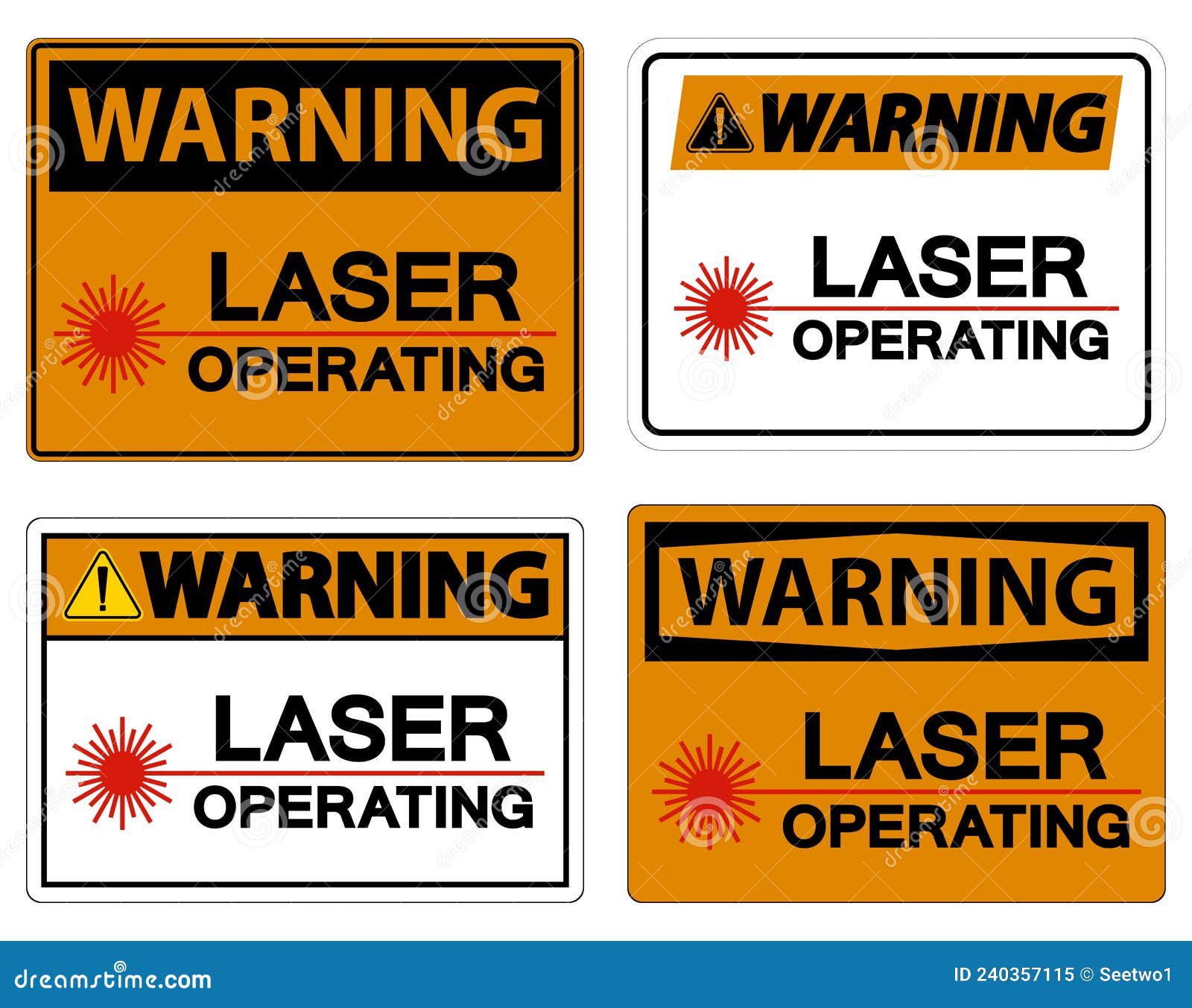 Warning Safety Sign Laser Operating on White Background Stock Vector ...