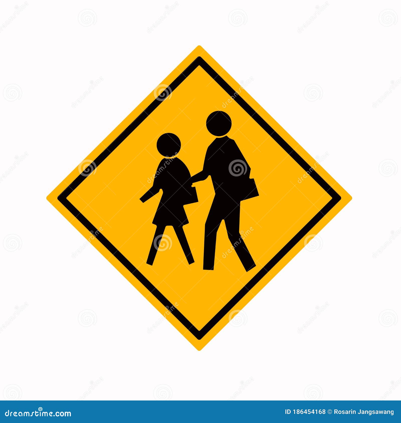 Warning School Traffic Road Sign,Vector Illustration, Isolate on White ...