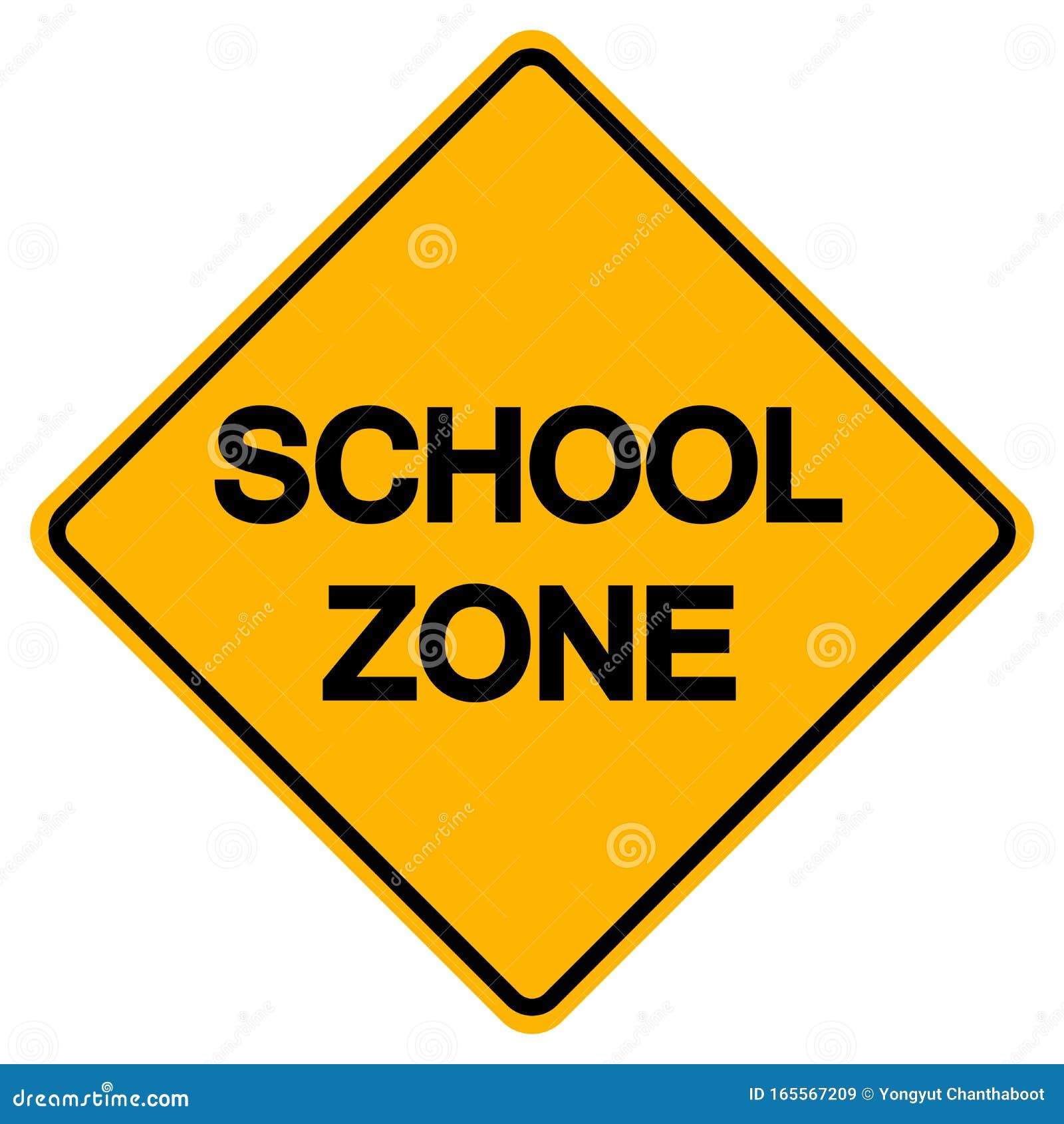 Warning School Zone Yellow Symbol Sign, Vector Illustration, Isolate on ...