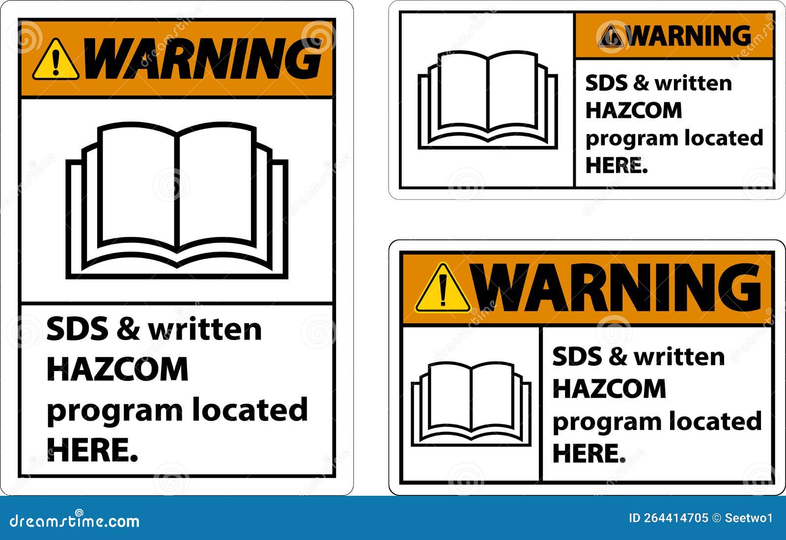 Warning SDS and HazCom Located Here Sign on White Background Stock ...