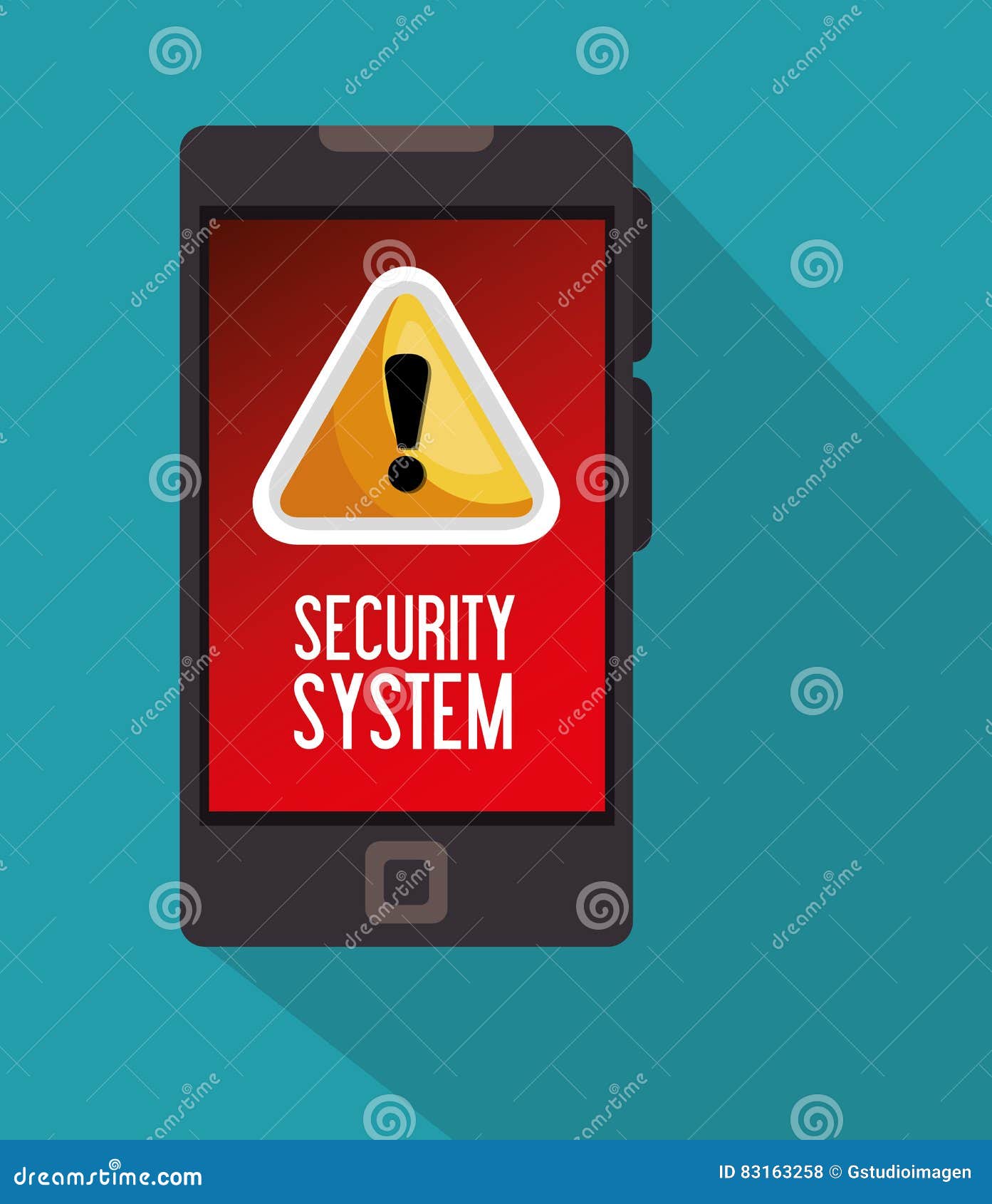 Warning Security System Technology Phone Icon Stock Illustration ...