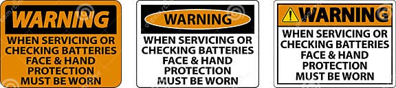 Warning when Servicing Batteries Sign on White Background Stock Vector ...