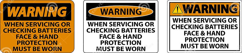 Warning when Servicing Batteries Sign on White Background Stock Vector ...