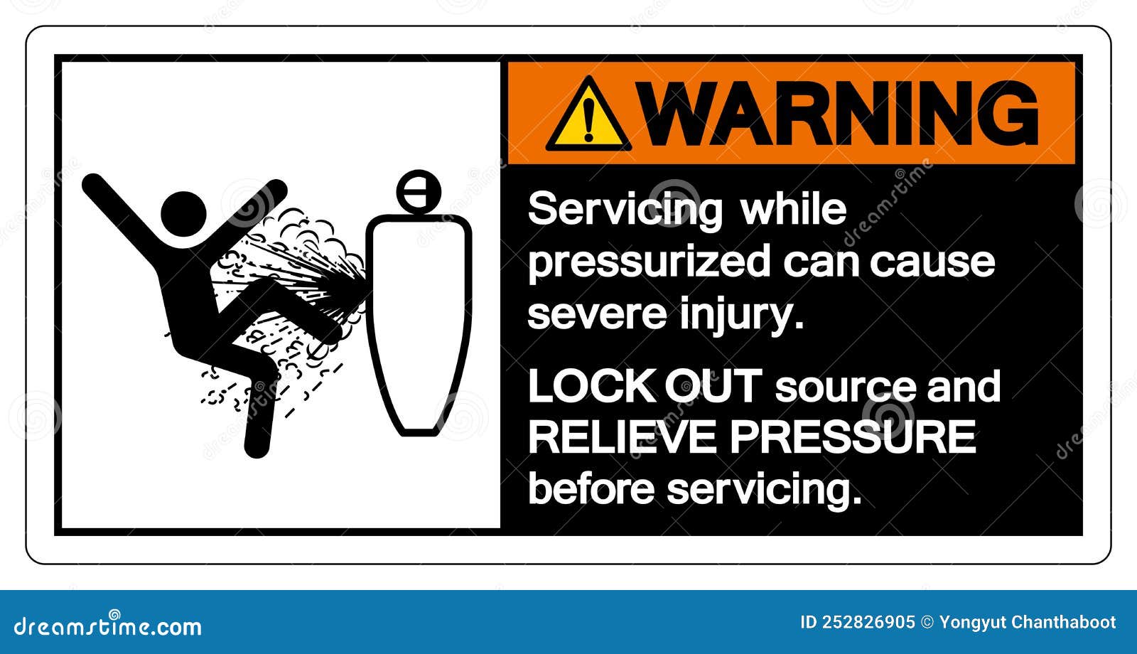 Warning Servicing while Pressurized Can Severe Injury Symbol Sign ...